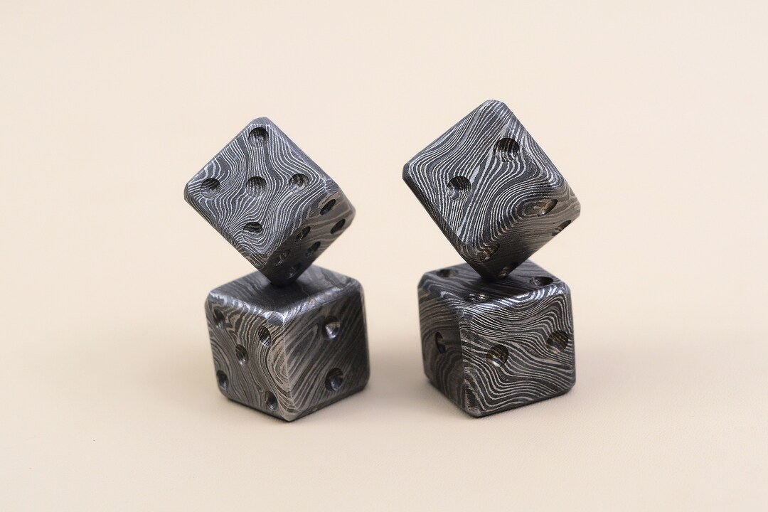 One Playing Dice, Handmade Damascus Dice, Gift Dice, Damascus Dice ...