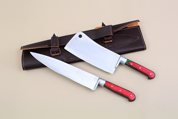 2 Pcs Handmade Chef Knife Set Chef Knife and Chopper Set | Etsy