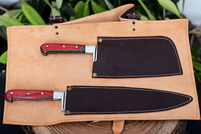 2 Pcs Handmade Chef Knife Set Chef Knife and Chopper Set - Etsy