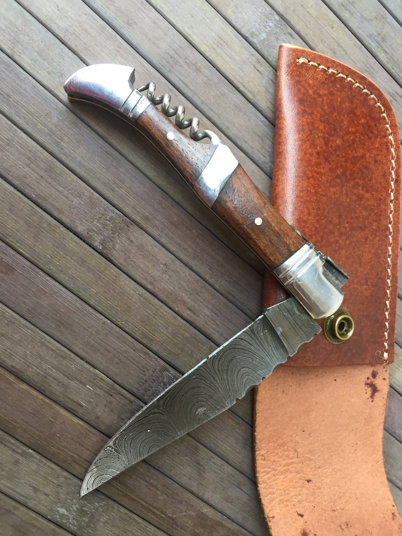 Damascus Pocket Knife Hunting Knife Damascus Blade Small | Etsy