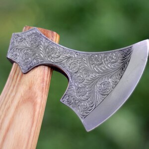 Engraved Axe, Viking Axe, Unique Design Axe, Hard Steel Axe, Wood ...