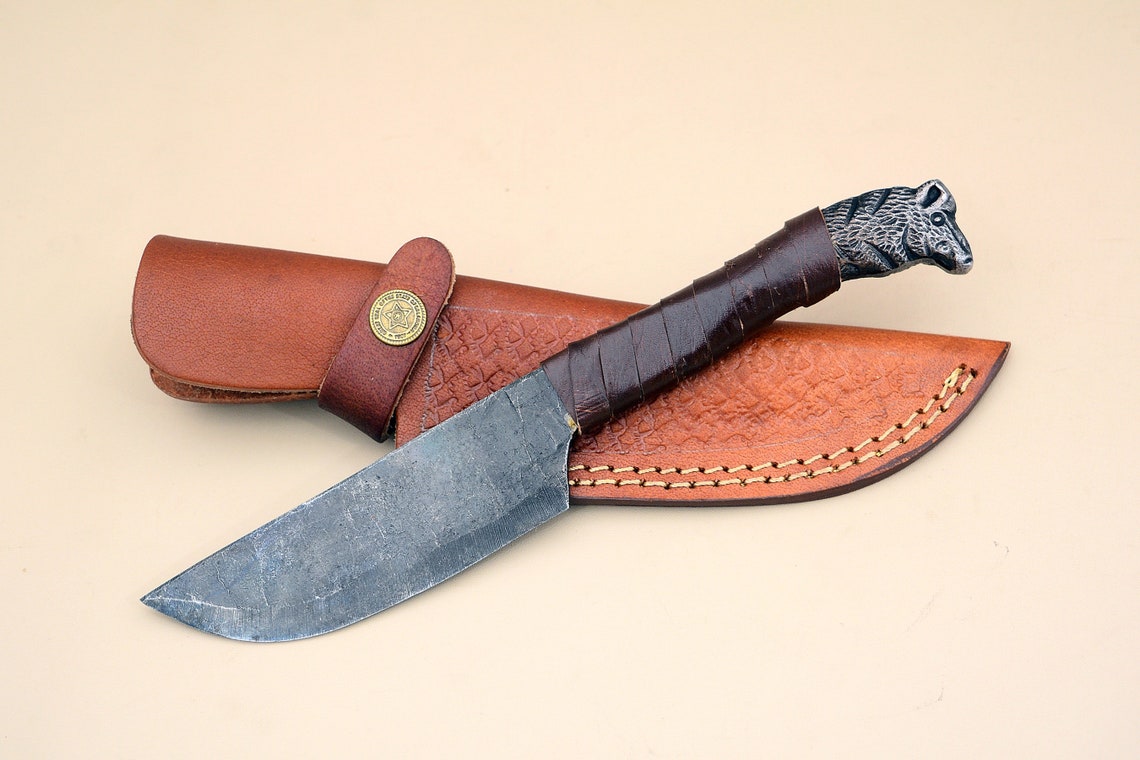 Hand Engraved Lion Head Rail Iron Knife Unique Medieval Hand - Etsy