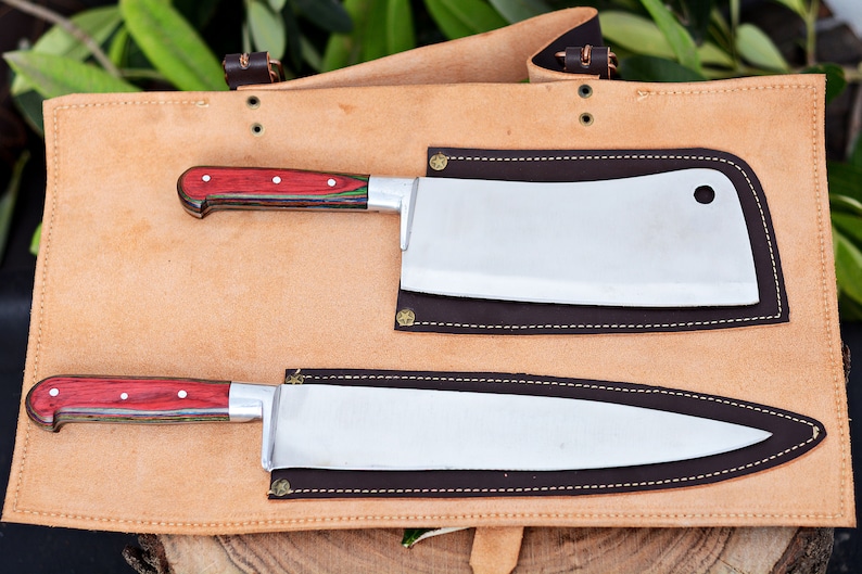 2 Pcs Handmade Chef Knife Set Chef Knife and Chopper Set | Etsy