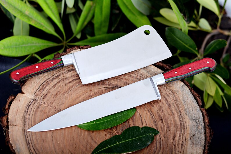 2 Pcs Handmade Chef Knife Set Chef Knife and Chopper Set - Etsy