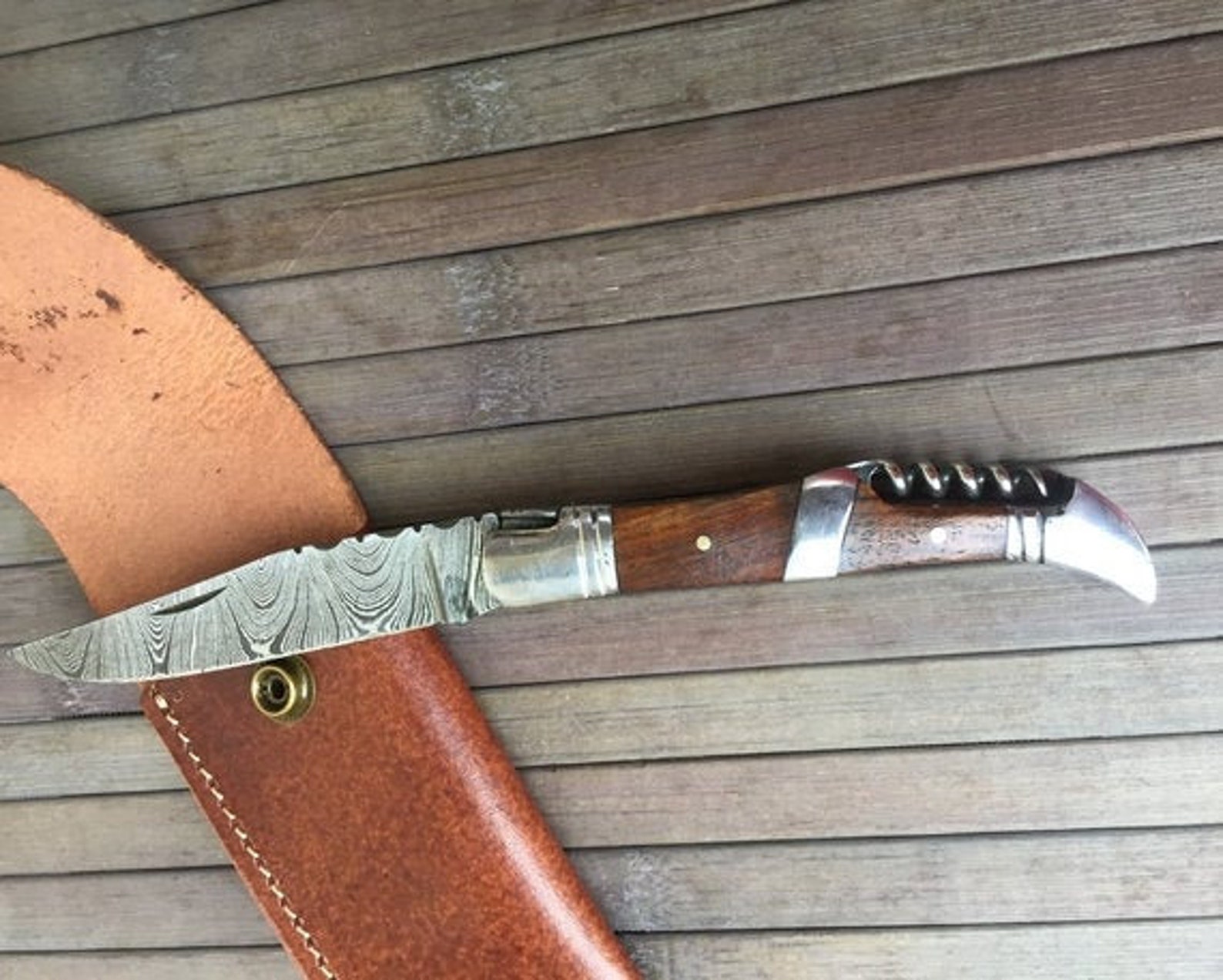 Damascus Pocket Knife Hunting Knife Damascus Blade Small | Etsy