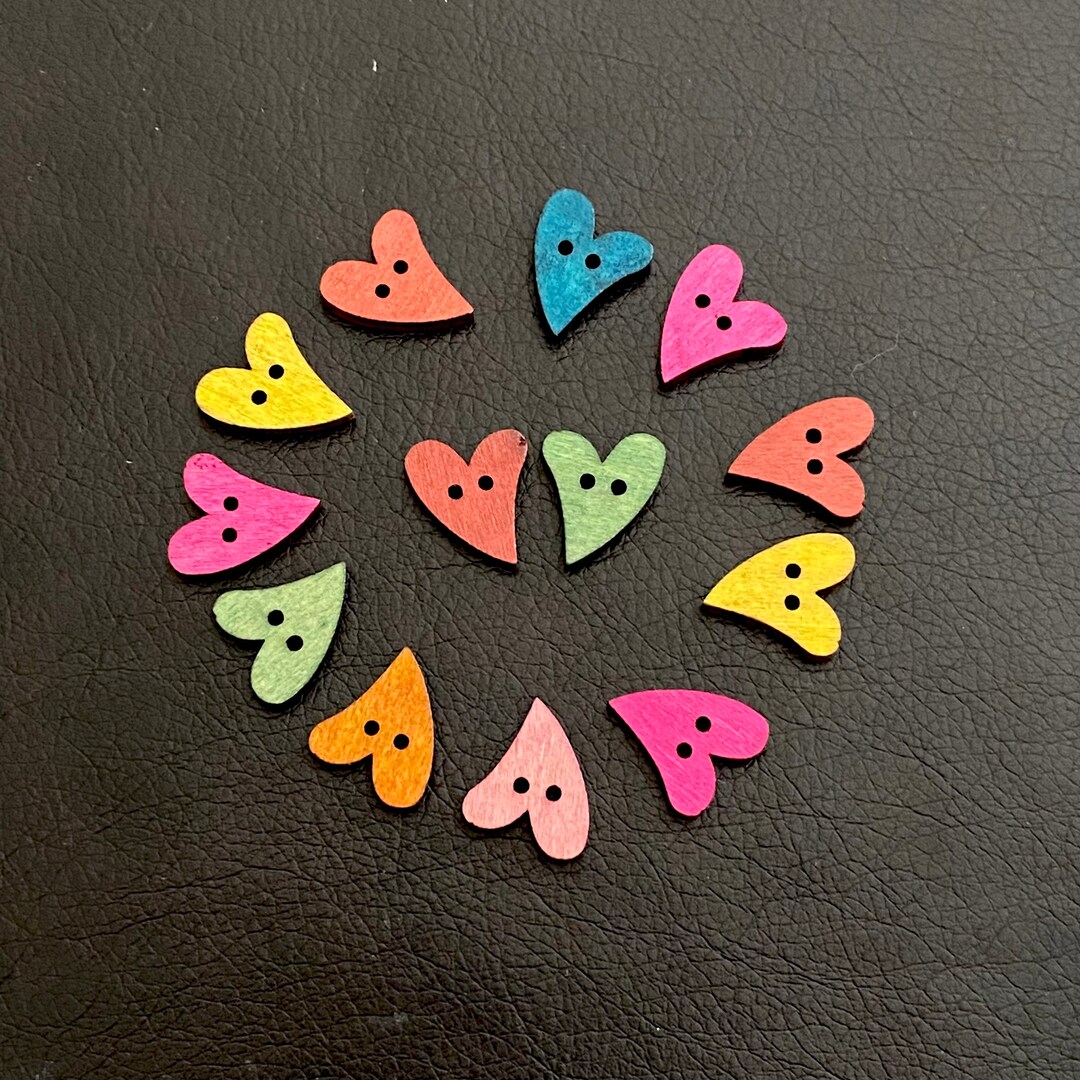 Heart Shape Wooden Buttons, Mixed Colors, Wood Buttons, Valentine’s ...