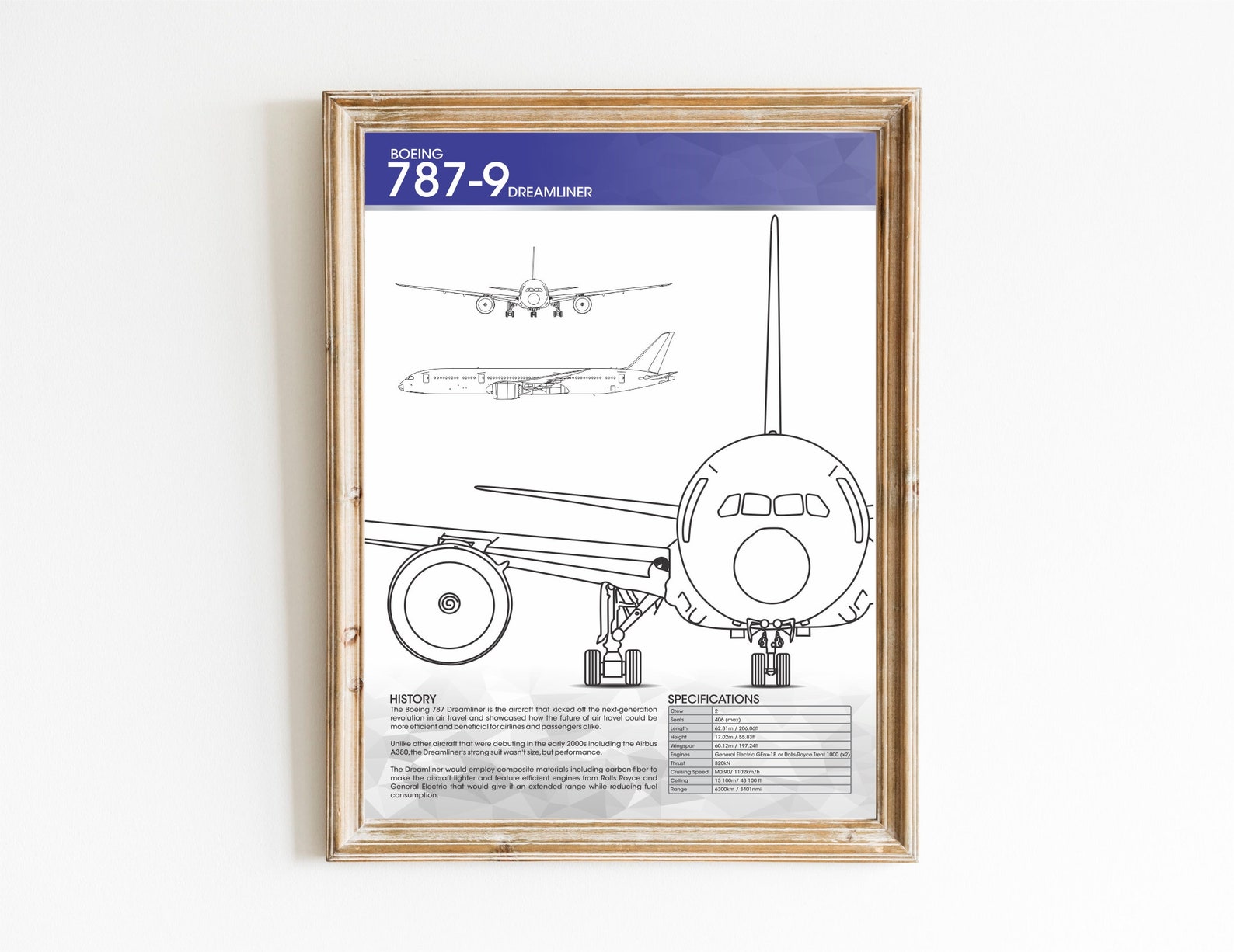 Boeing 787-9 dreamliner Poster Digital Download Wall Art - Etsy