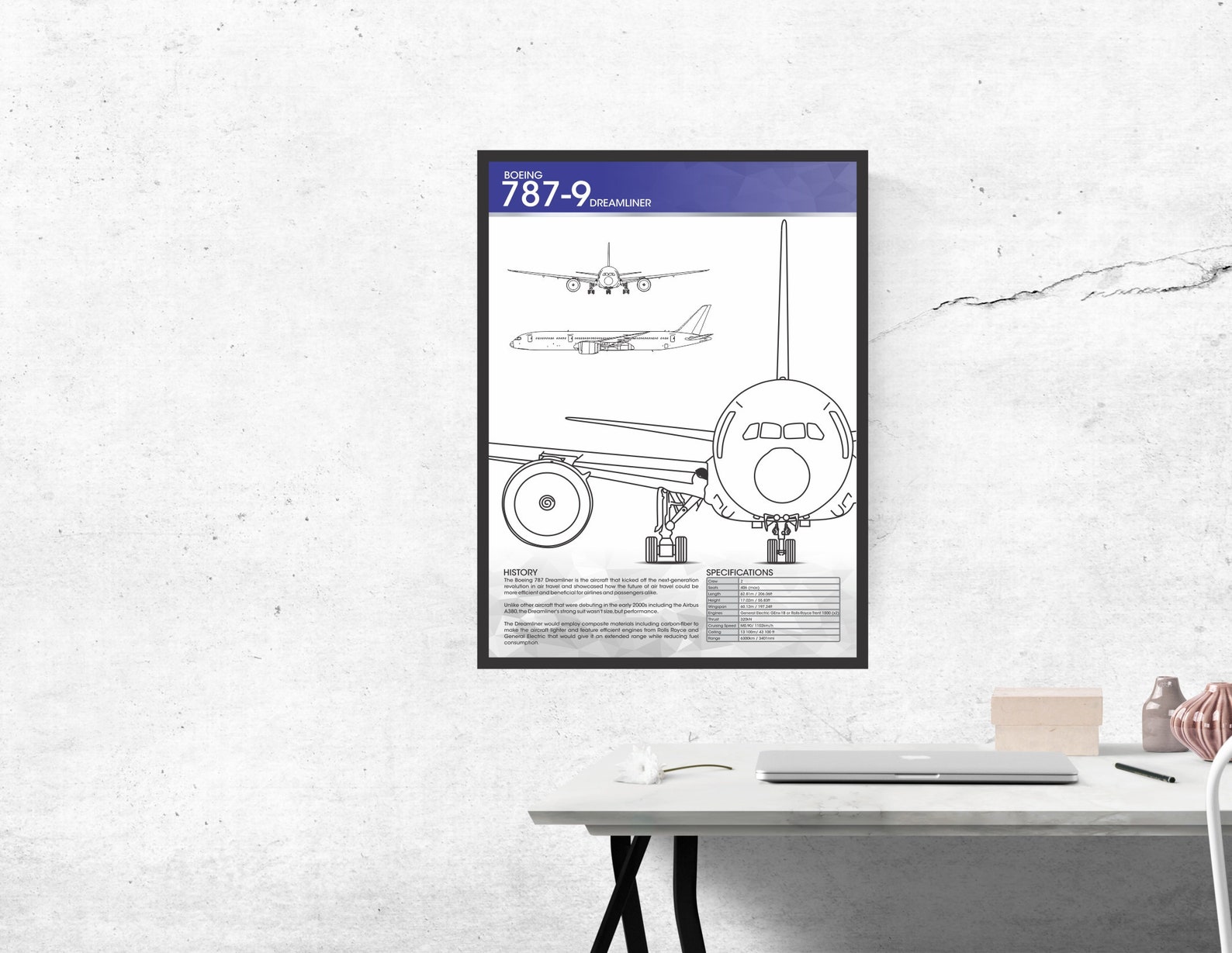 Boeing 787-9 dreamliner Poster Digital Download Wall Art - Etsy