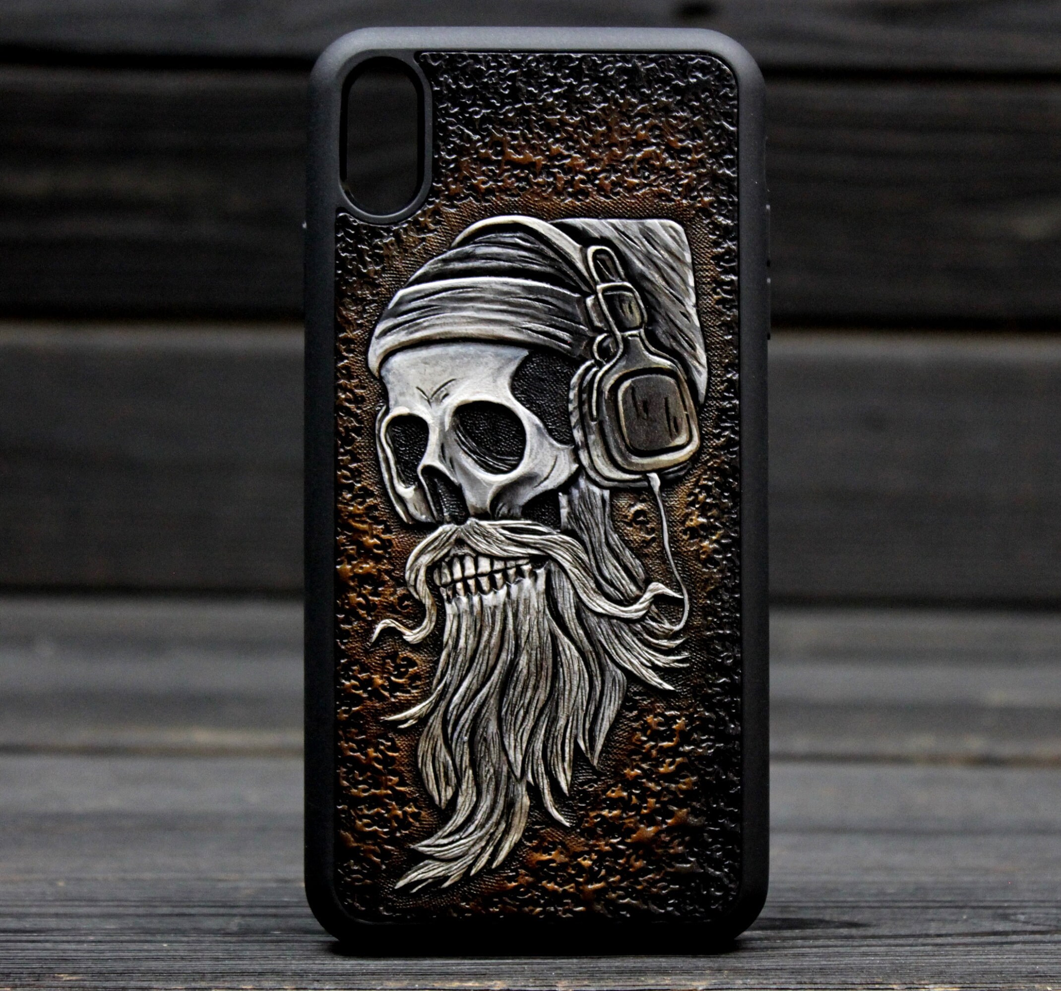 IPhone XS Max Handmade Leather Case Skull, XS Max Handcrafted Leather ...
