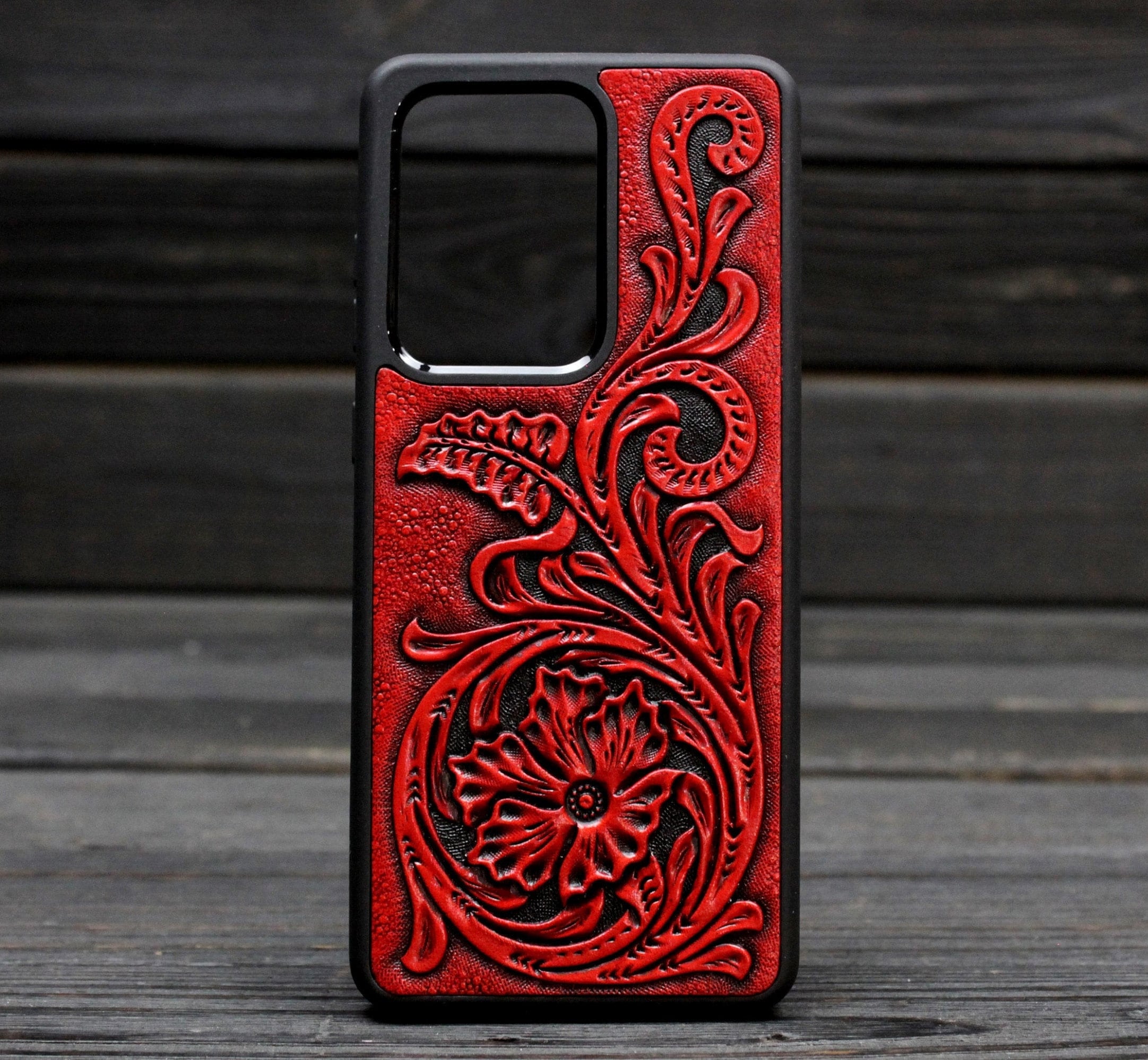 Samsung S20 Ultra Handmade Red Leather Phone Case Seridan, Handcrafted ...