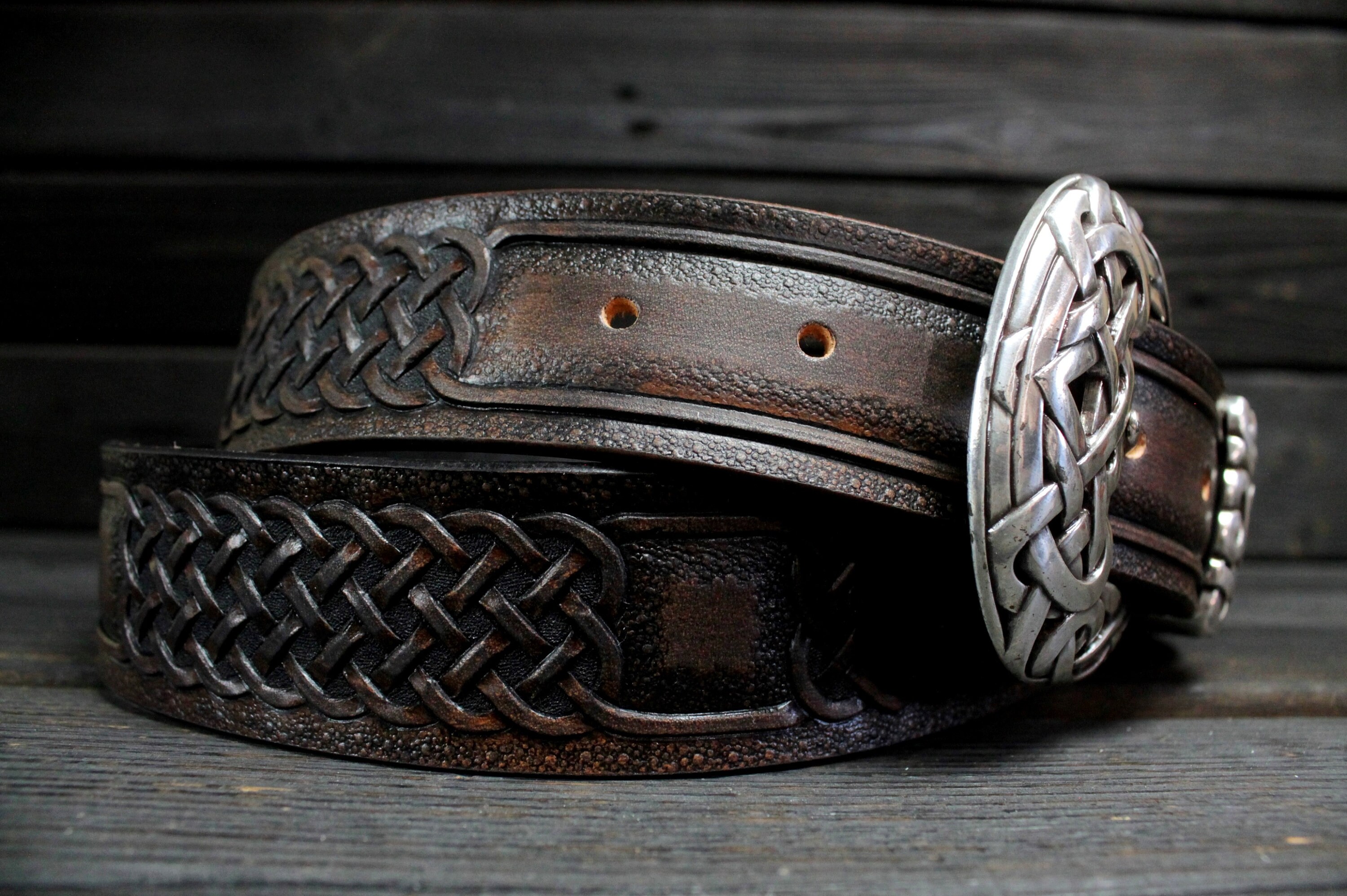 Brown Leather Celtic Handcrafted Belt, Celtic Leather Belt, Handmade ...