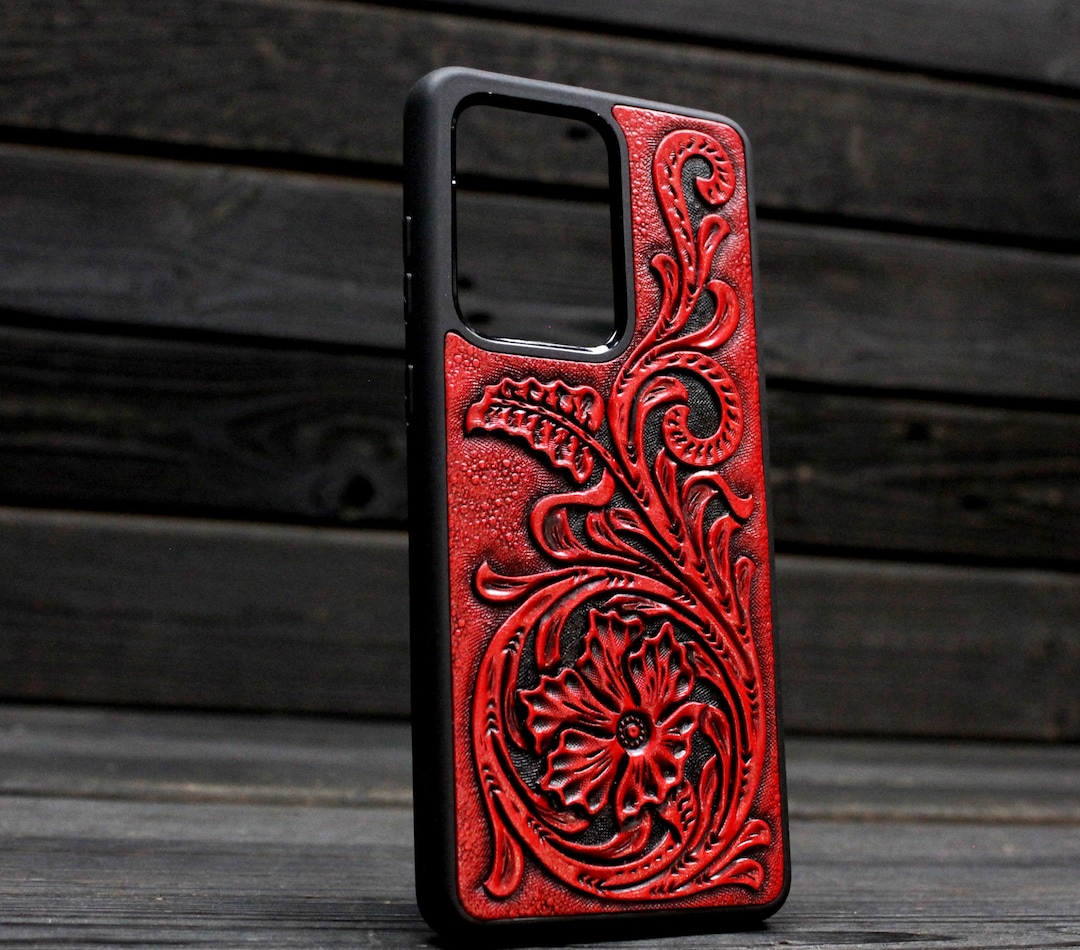 Samsung S20 Ultra Handmade Red Leather Phone Case Seridan, Handcrafted ...