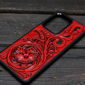 Samsung S20 Ultra Handmade Red Leather Phone Case Seridan, Handcrafted ...