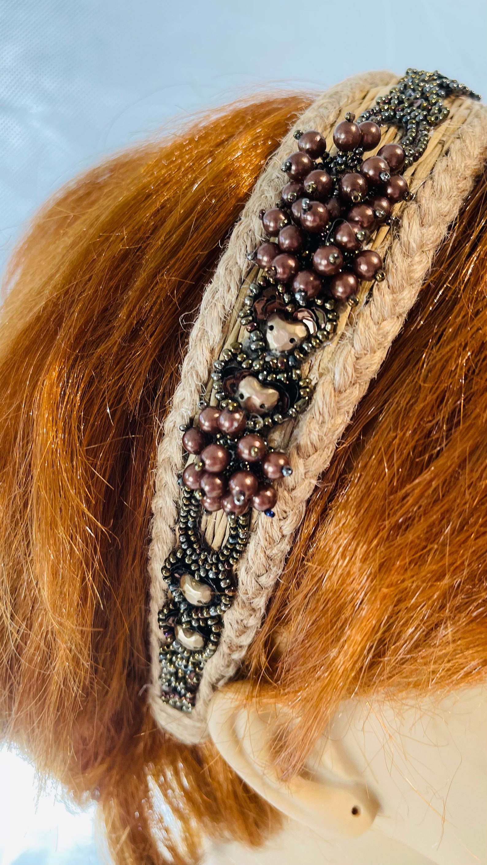 Gorgeous Brown Beaded Headband Handmade Headpiece. - Etsy