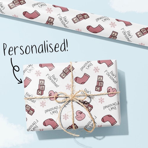 Baby's First Christmas Wrapping Paper Set - Etsy