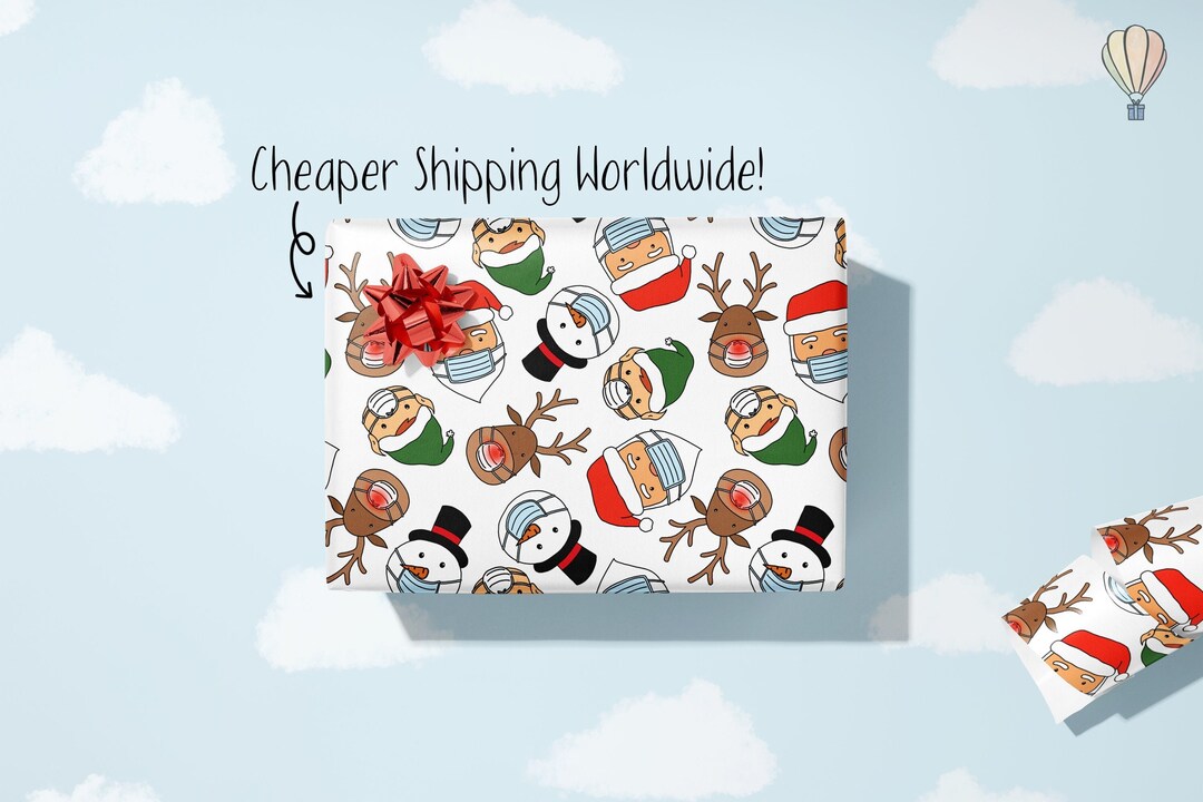 Masked Christmas Characters Luxury Wrapping Paper Sheet Shipping Saver ...