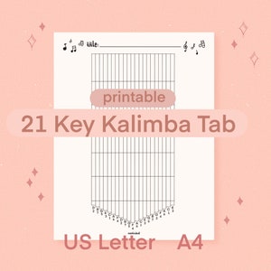 21 Key Kalimba Tab Blank Sheet Music Printable - Etsy
