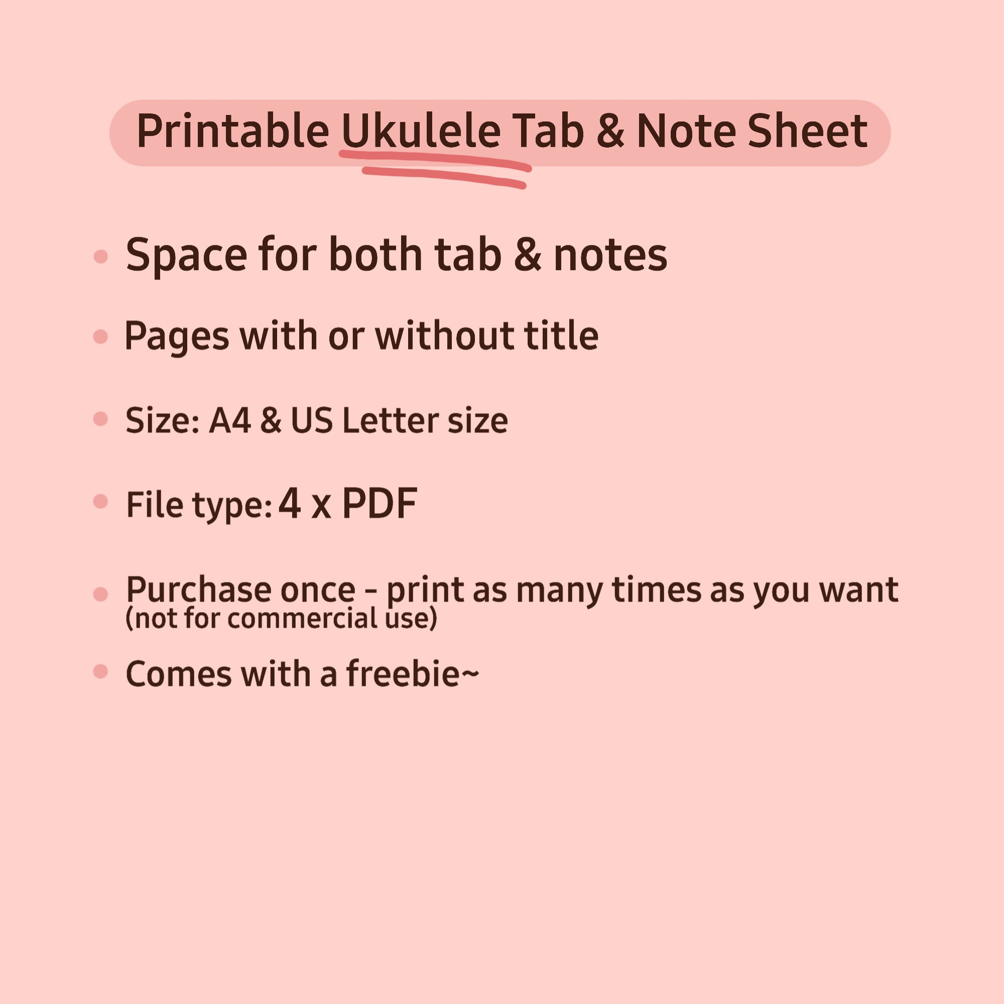 Ukulele Tab & Note Sheet Printable - Etsy