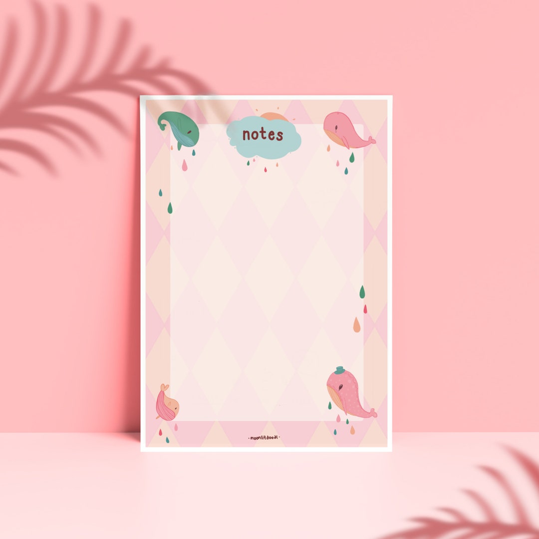Cute Printable Notes Whale Theme - Etsy
