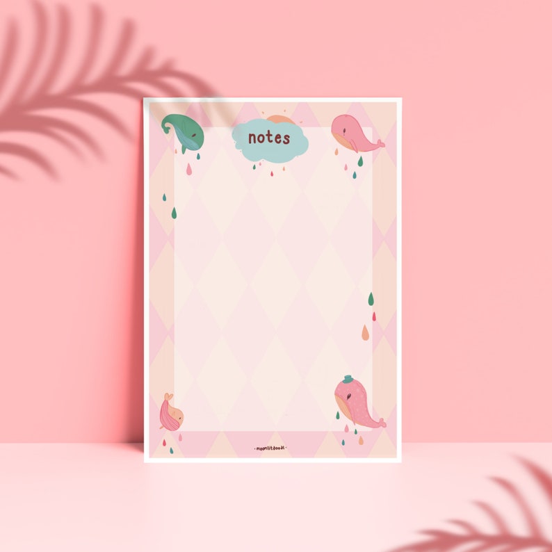 Cute Printable Notes Whale Theme - Etsy