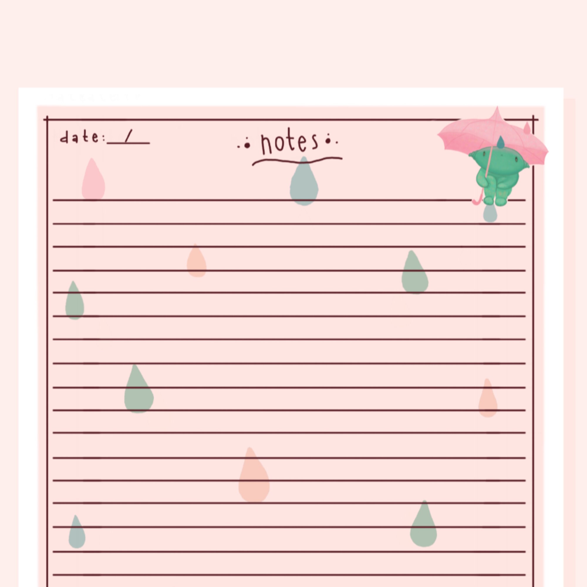 Cute Lined Notes Printable Rainy Day Theme - Etsy