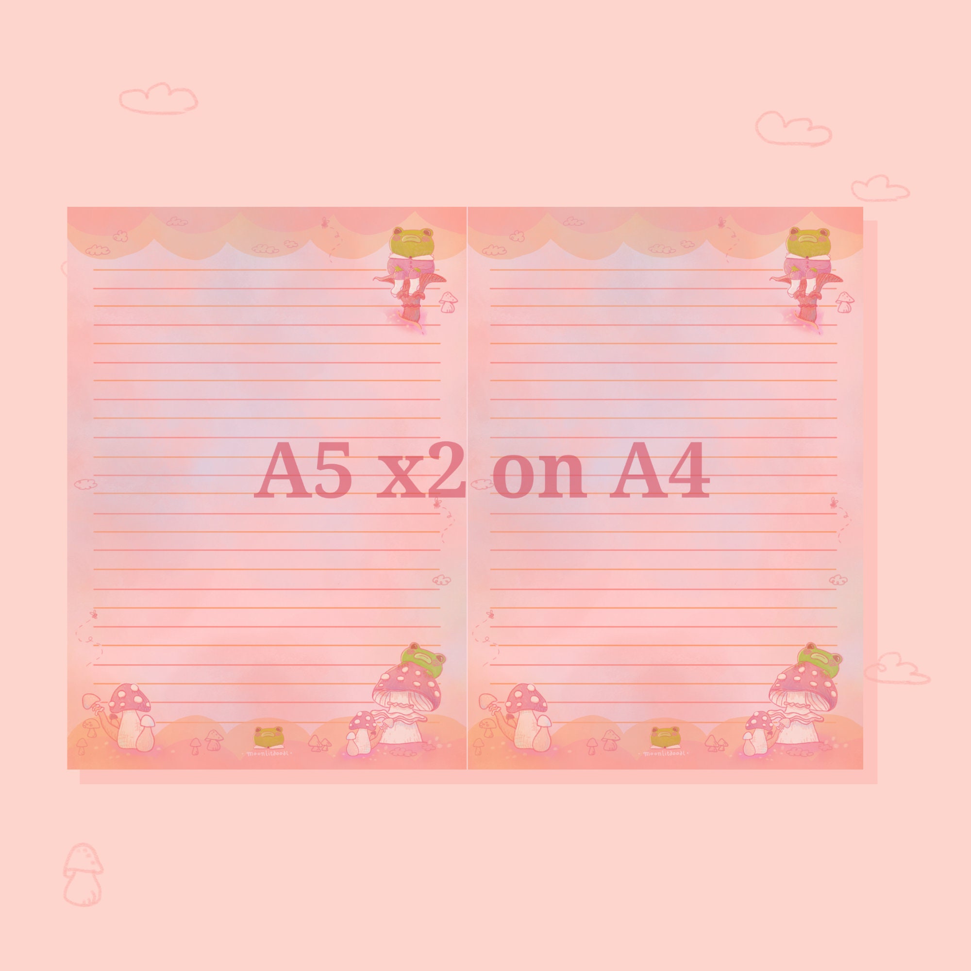 Printable Notes | Frogs & Mushrooms | US Letter A4 - Etsy