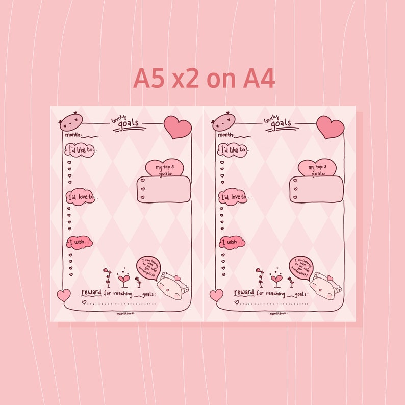 Cute Printable to Do List Monthly Goals US Letter A4 A5 - Etsy