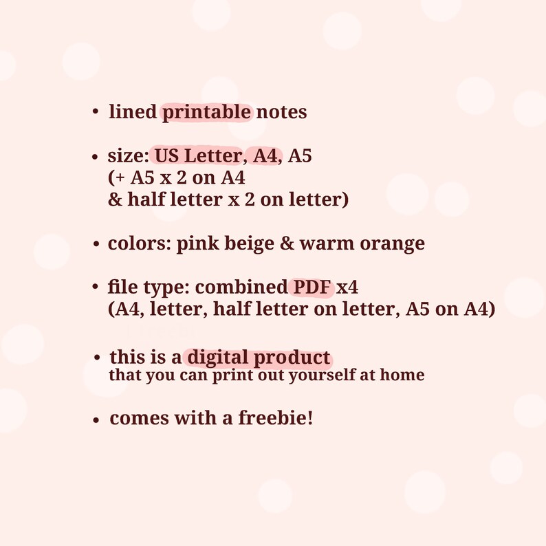 Cute Printable LINED Notes | US Letter & A4 Size - Etsy