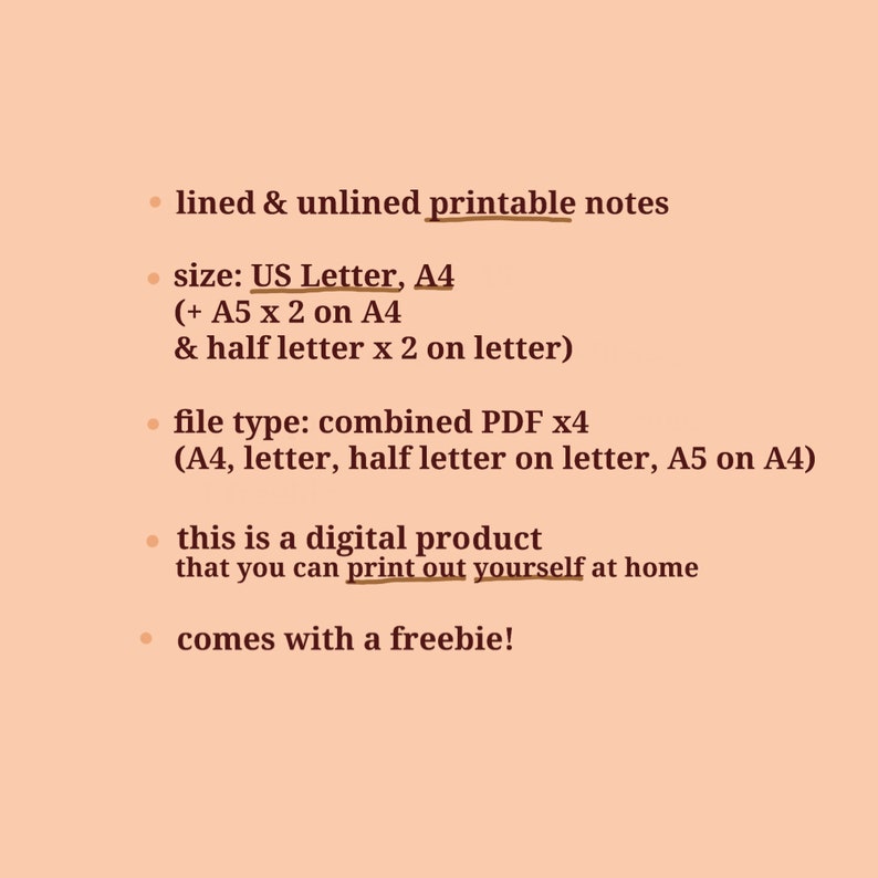 Printable Notes Cozy Fall US Letter & A4 Size Lined Unlined - Etsy