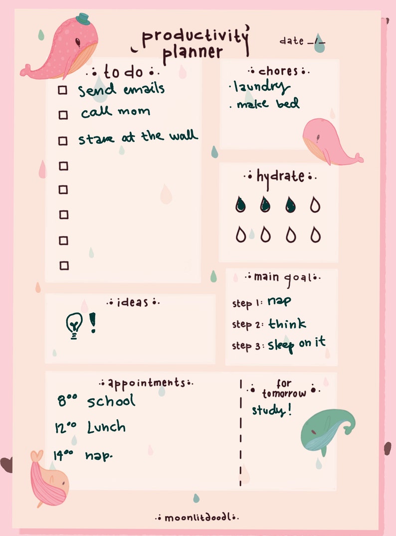 Productivity planner sheet printable | Etsy