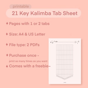 21 Key Kalimba Tab Blank Sheet Music Printable - Etsy