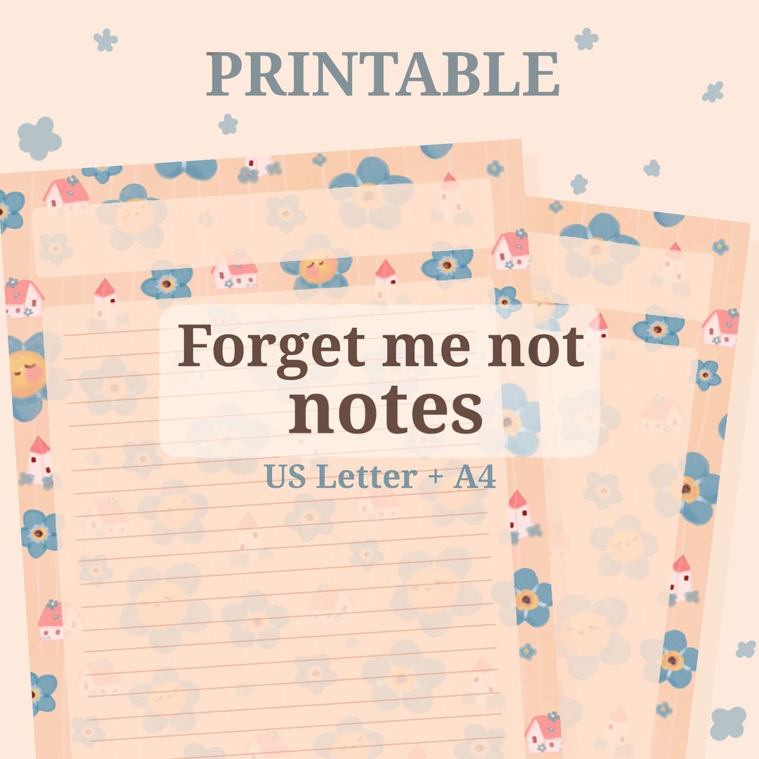 Cute Printable Notes US Letter & A4 Size Lined Unlined - Etsy