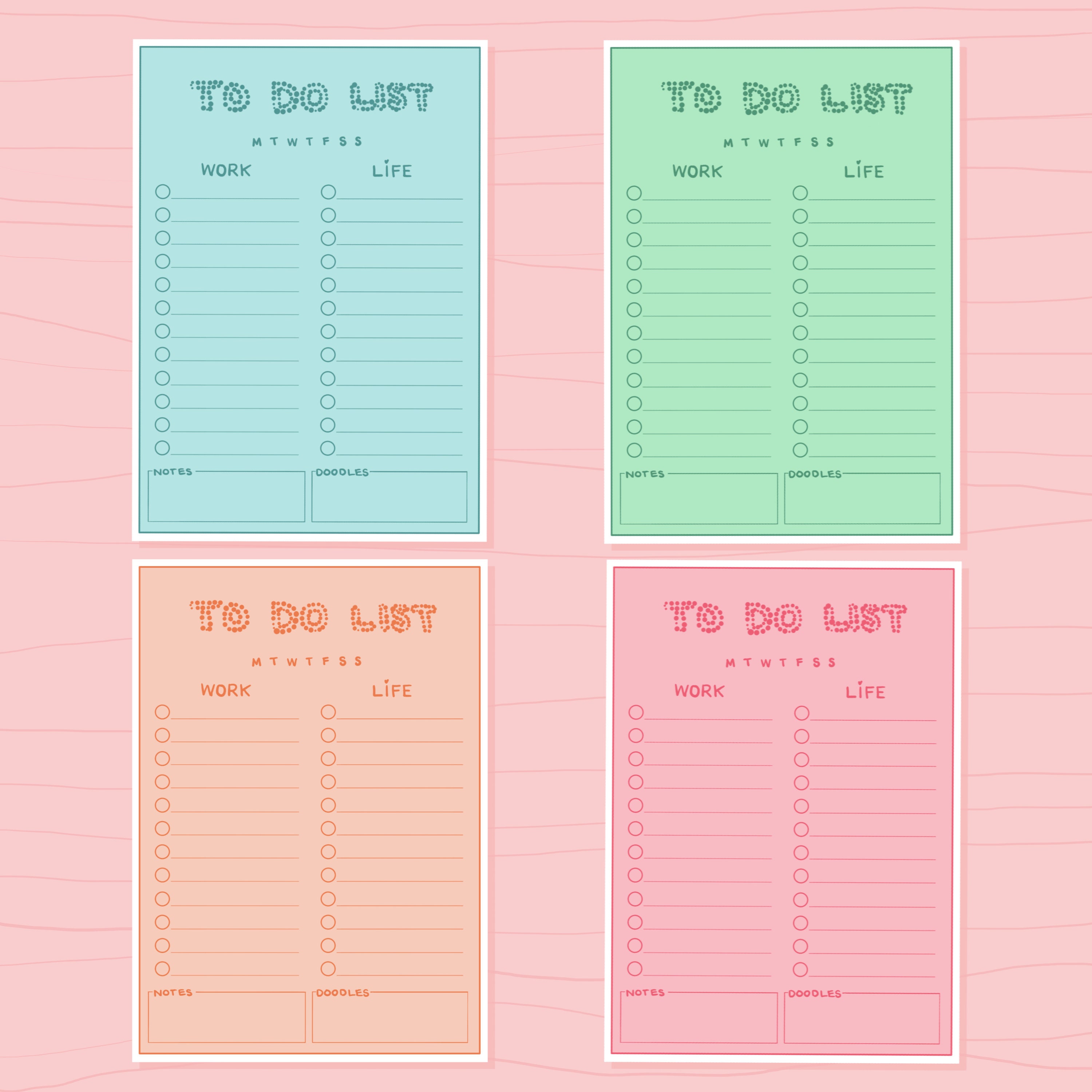 Work & Life to Do List | Printable Color Bundle - Etsy