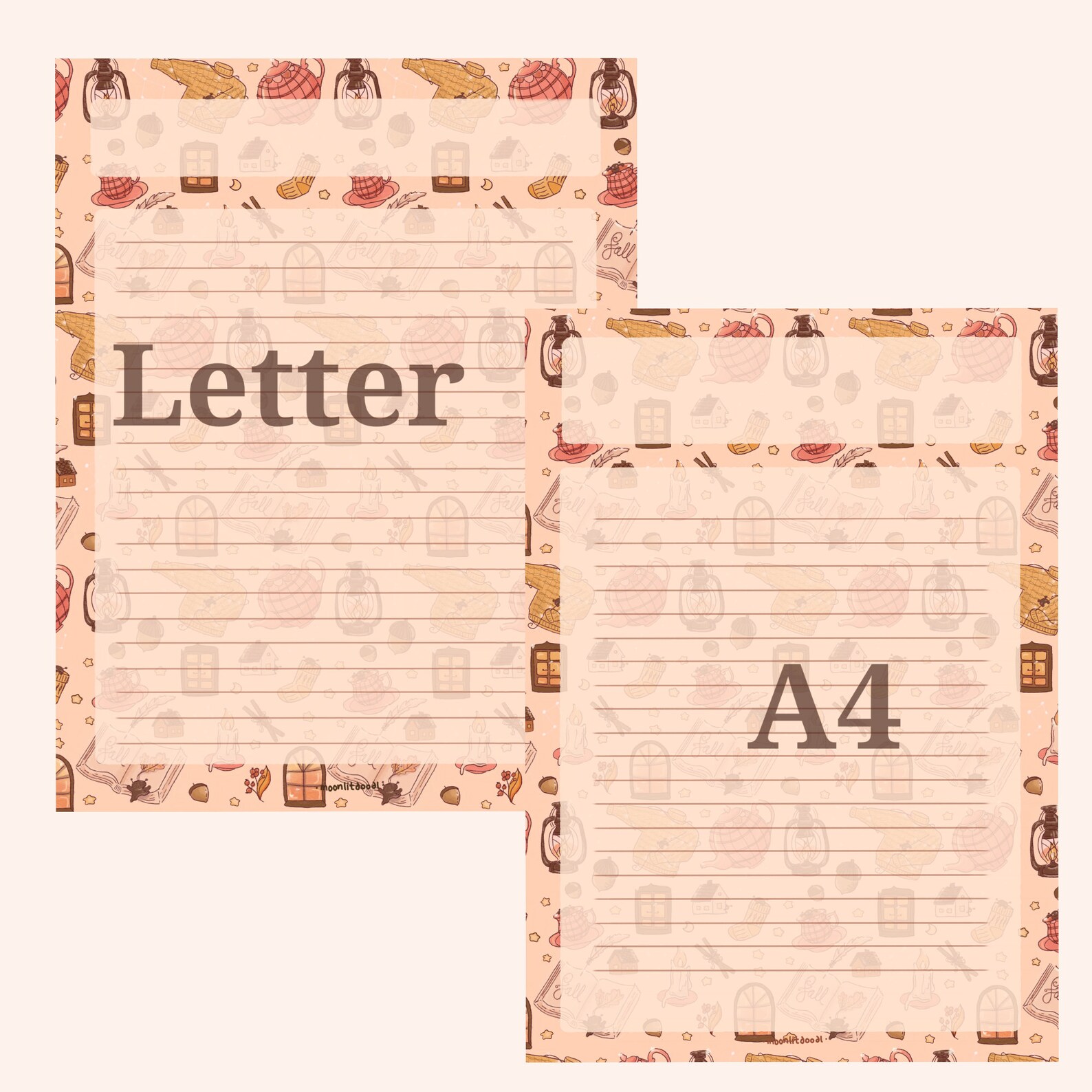 Printable Notes Cozy Fall US Letter & A4 Size Lined Unlined - Etsy
