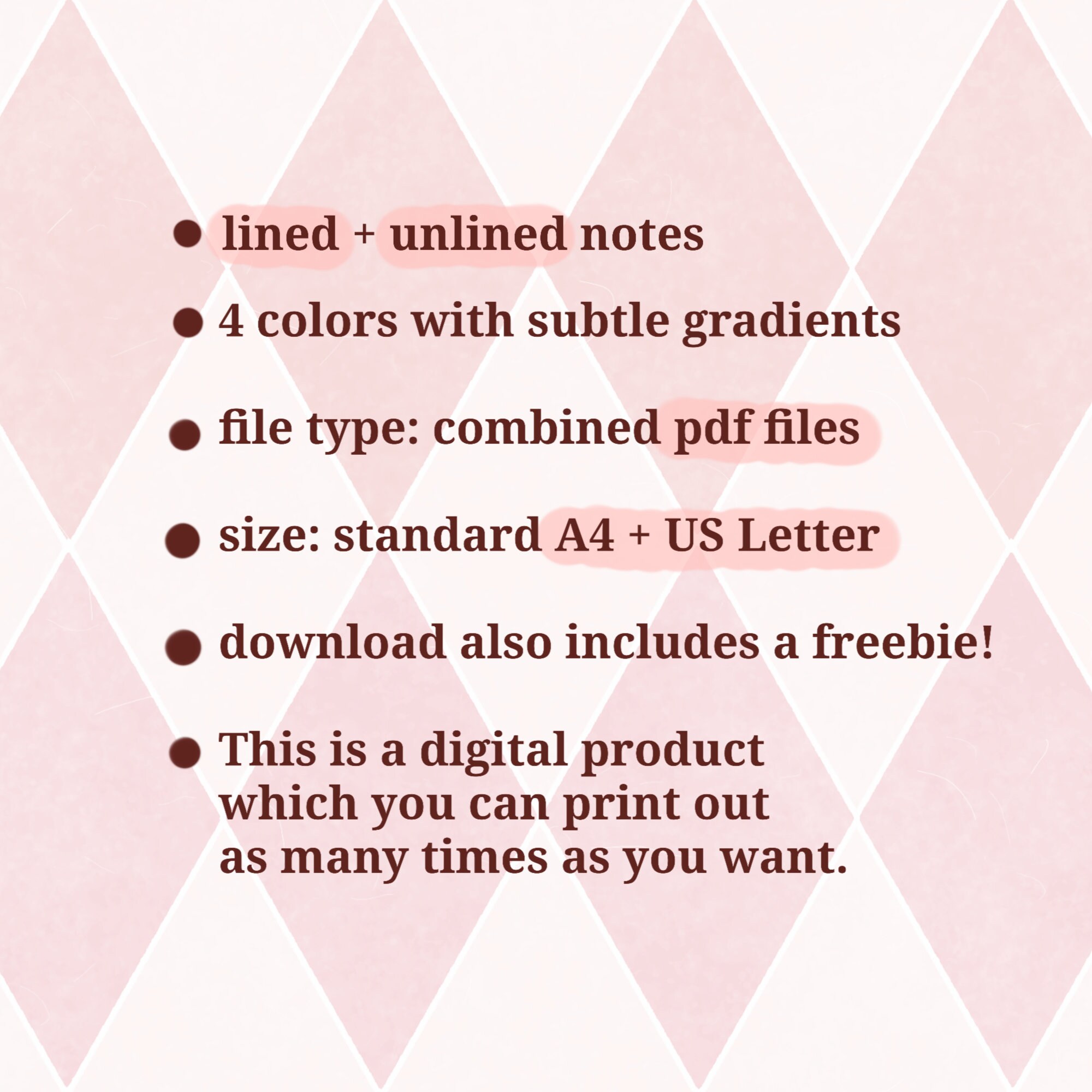 Printable Notes Pastel Bundle | Lined + Unlined - Etsy