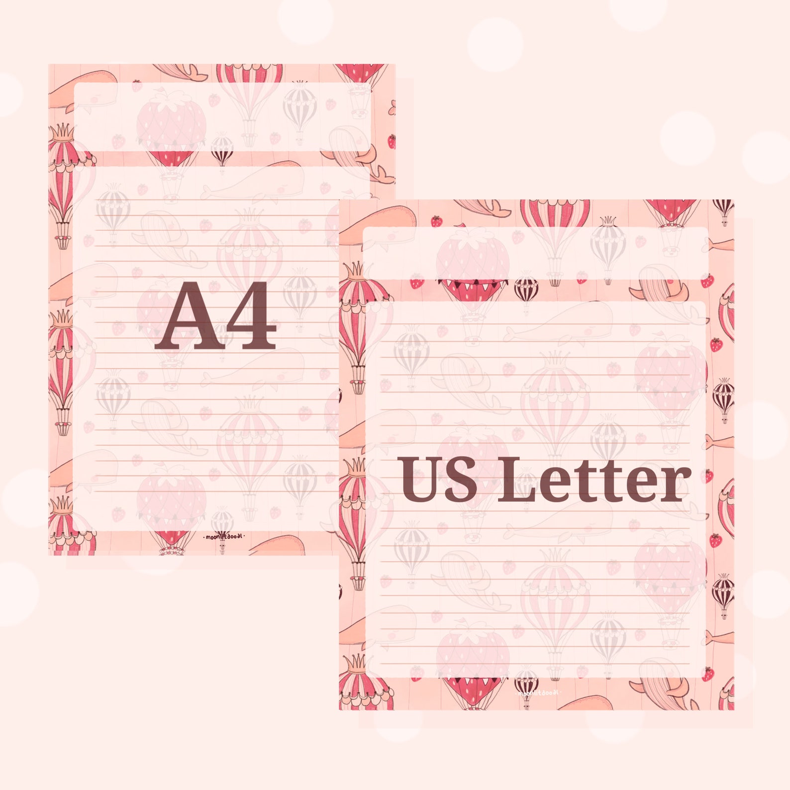 Cute Printable LINED Notes | US Letter & A4 Size - Etsy