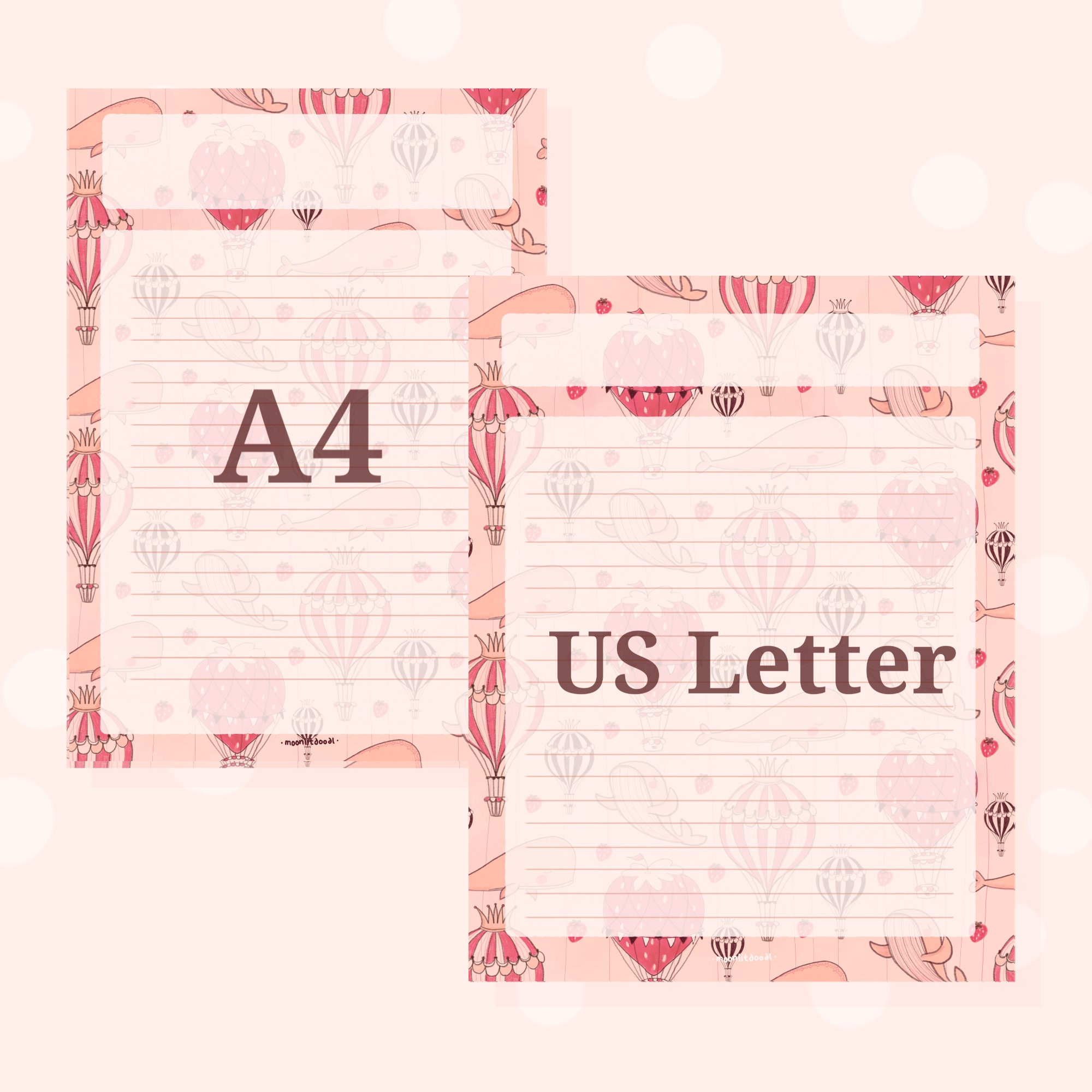 Cute Printable LINED Notes US Letter & A4 Size - Etsy