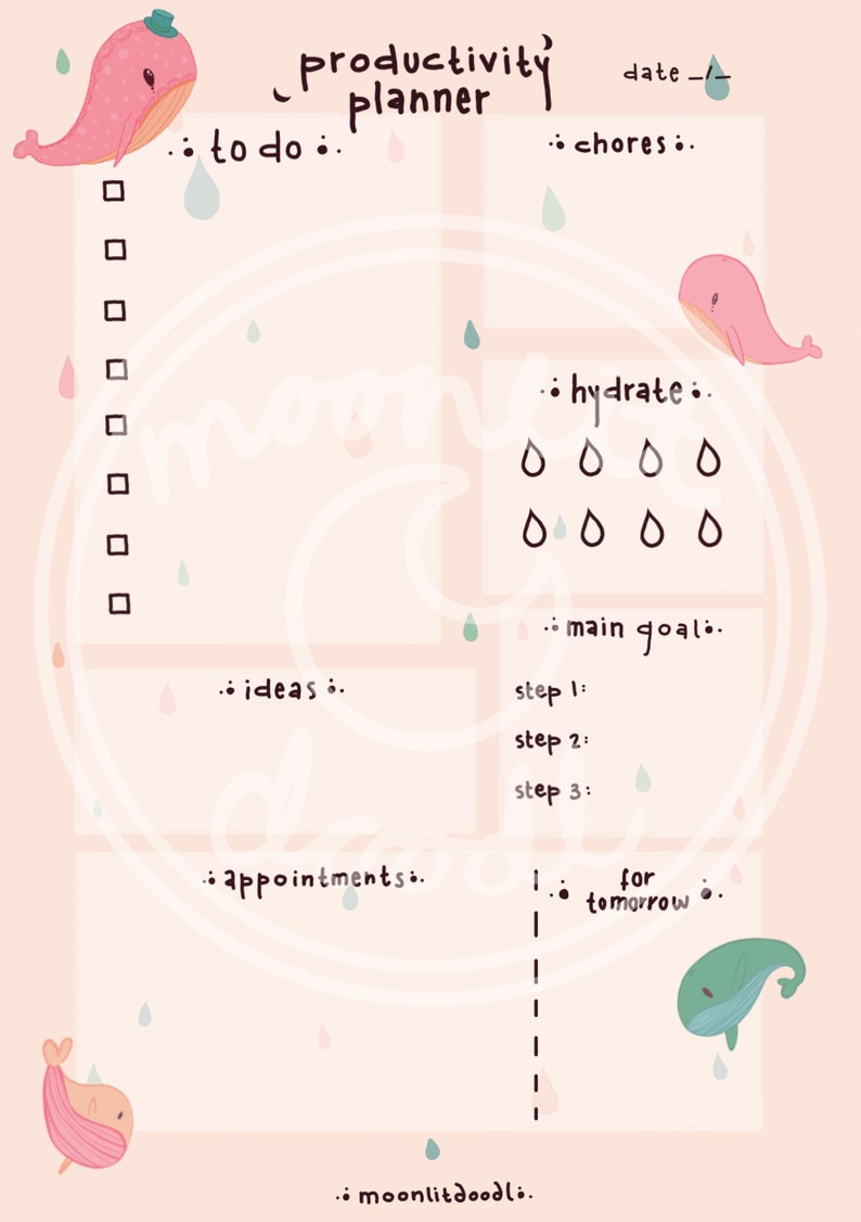 Productivity planner sheet printable | Etsy