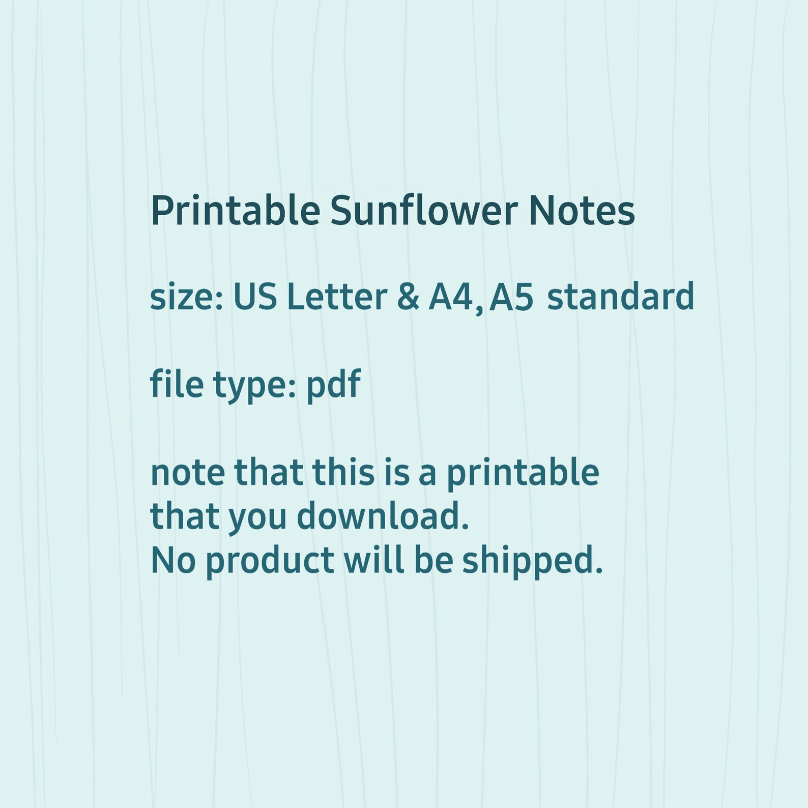 Printable Lines Notes Sunflower A4 A5 US Letter - Etsy