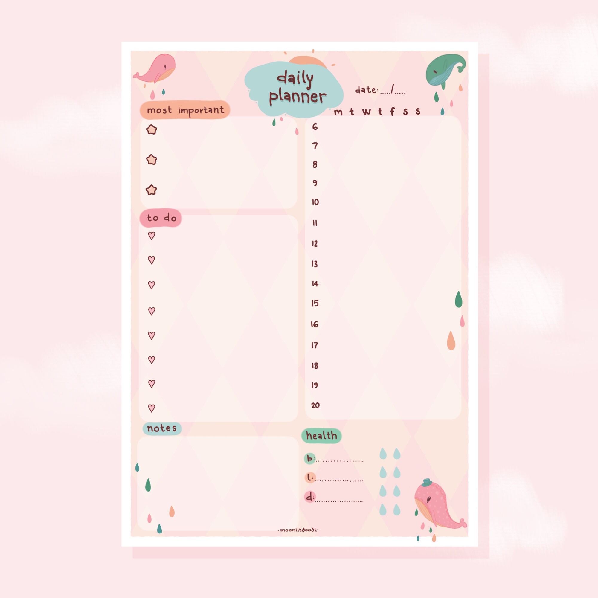 Cute Daily Planner Printable A4 & US Letter Size - Etsy UK