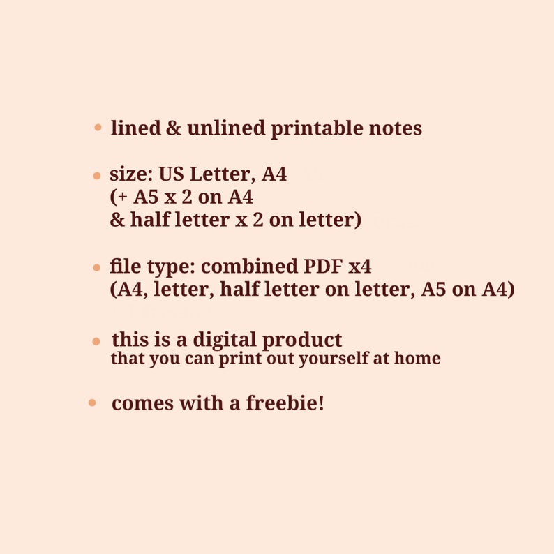 Cute Printable Notes US Letter & A4 Size Lined Unlined - Etsy