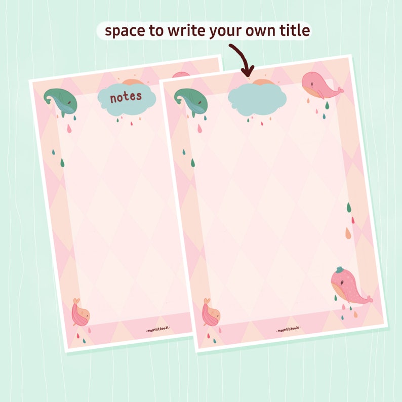 Cute Printable Notes Whale Theme - Etsy