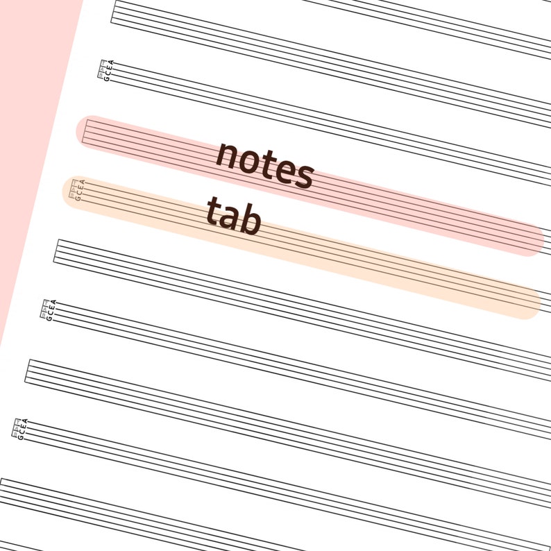 Ukulele Tab & Note Sheet Printable - Etsy