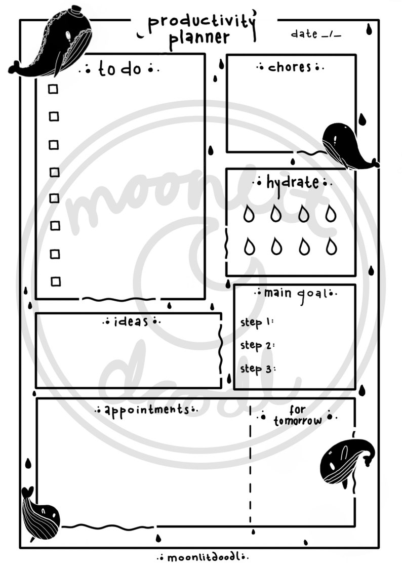 Productivity planner sheet printable | Etsy