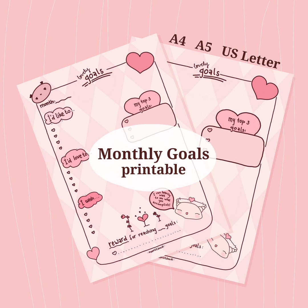 Cute Printable to Do List Monthly Goals US Letter A4 A5 - Etsy