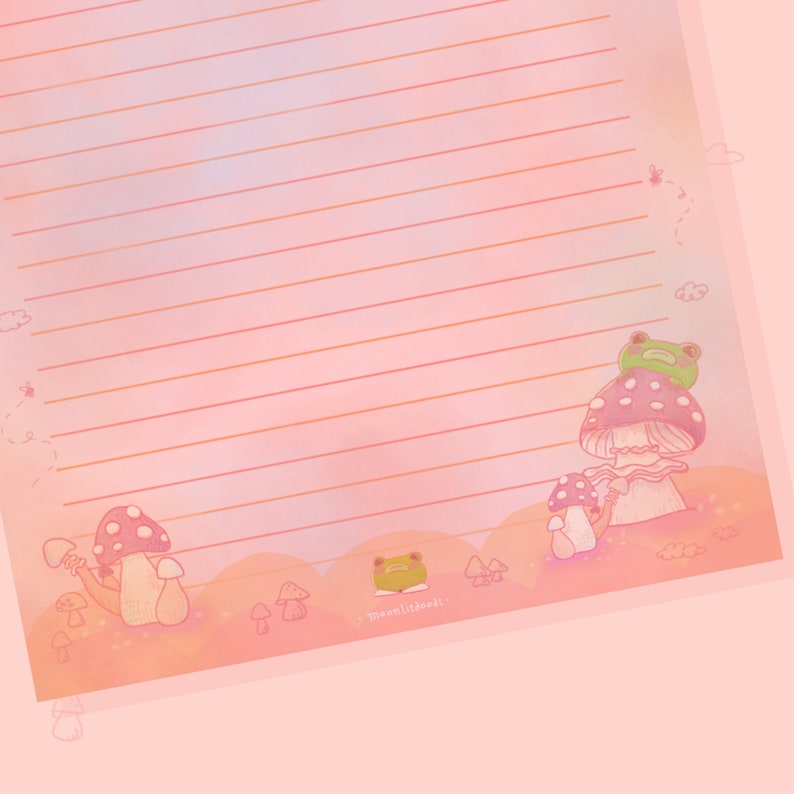 Printable Notes | Frogs & Mushrooms | US Letter A4 - Etsy