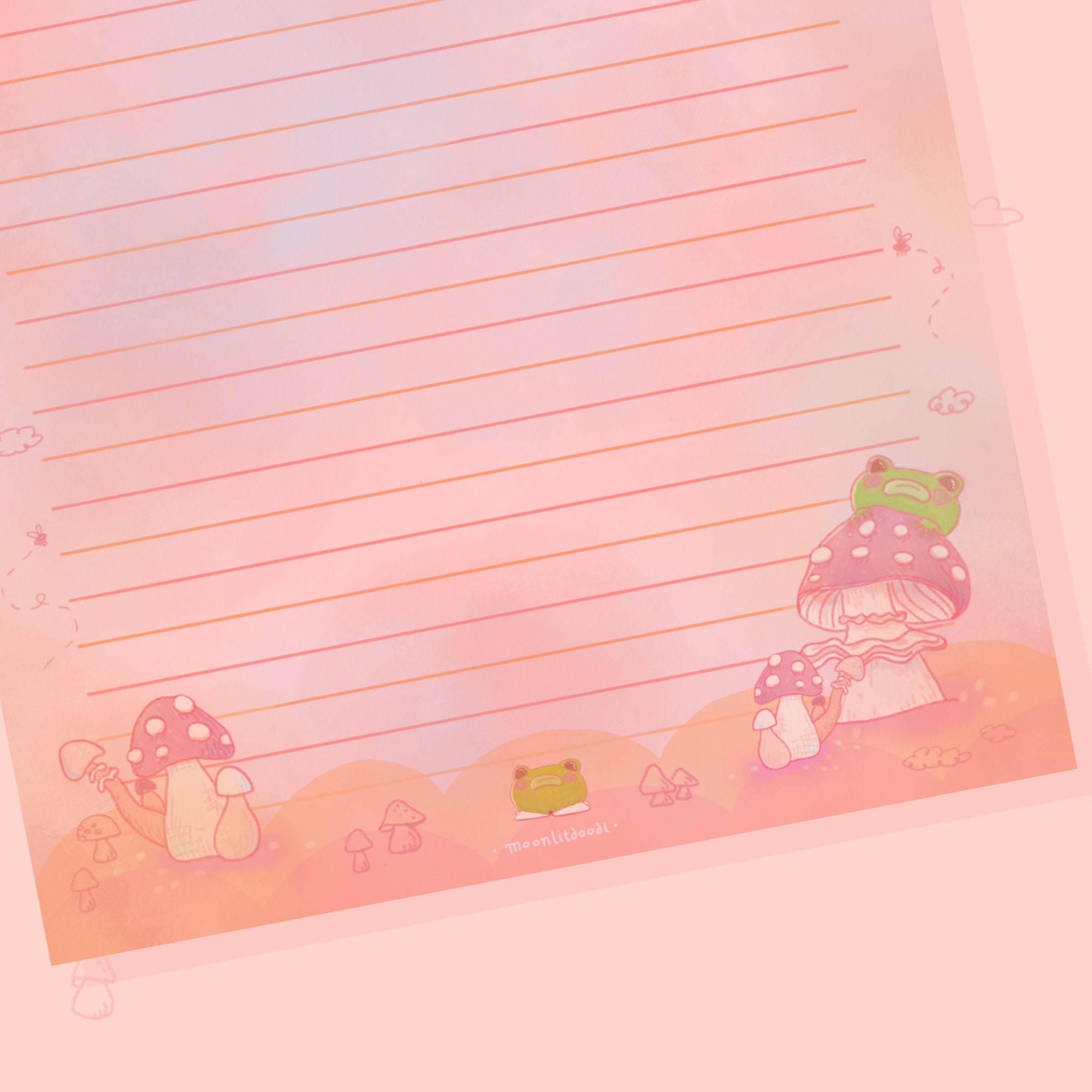 Printable Notes | Frogs & Mushrooms | US Letter A4 - Etsy