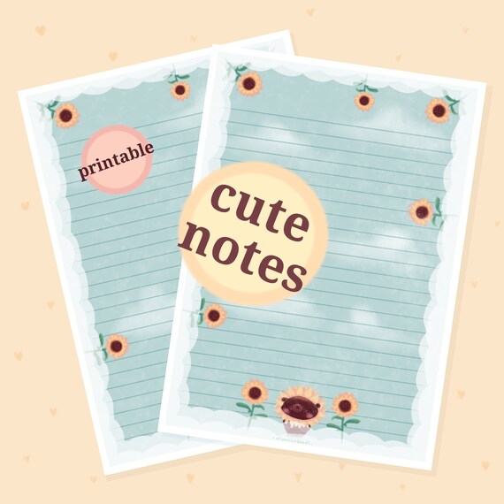 Printable Lines Notes Sunflower A4 A5 US Letter | Etsy UK