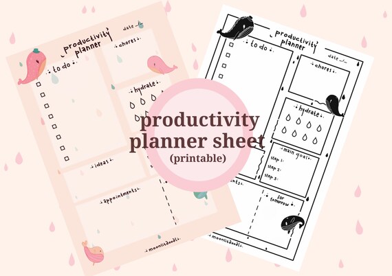 Productivity planner sheet printable | Etsy