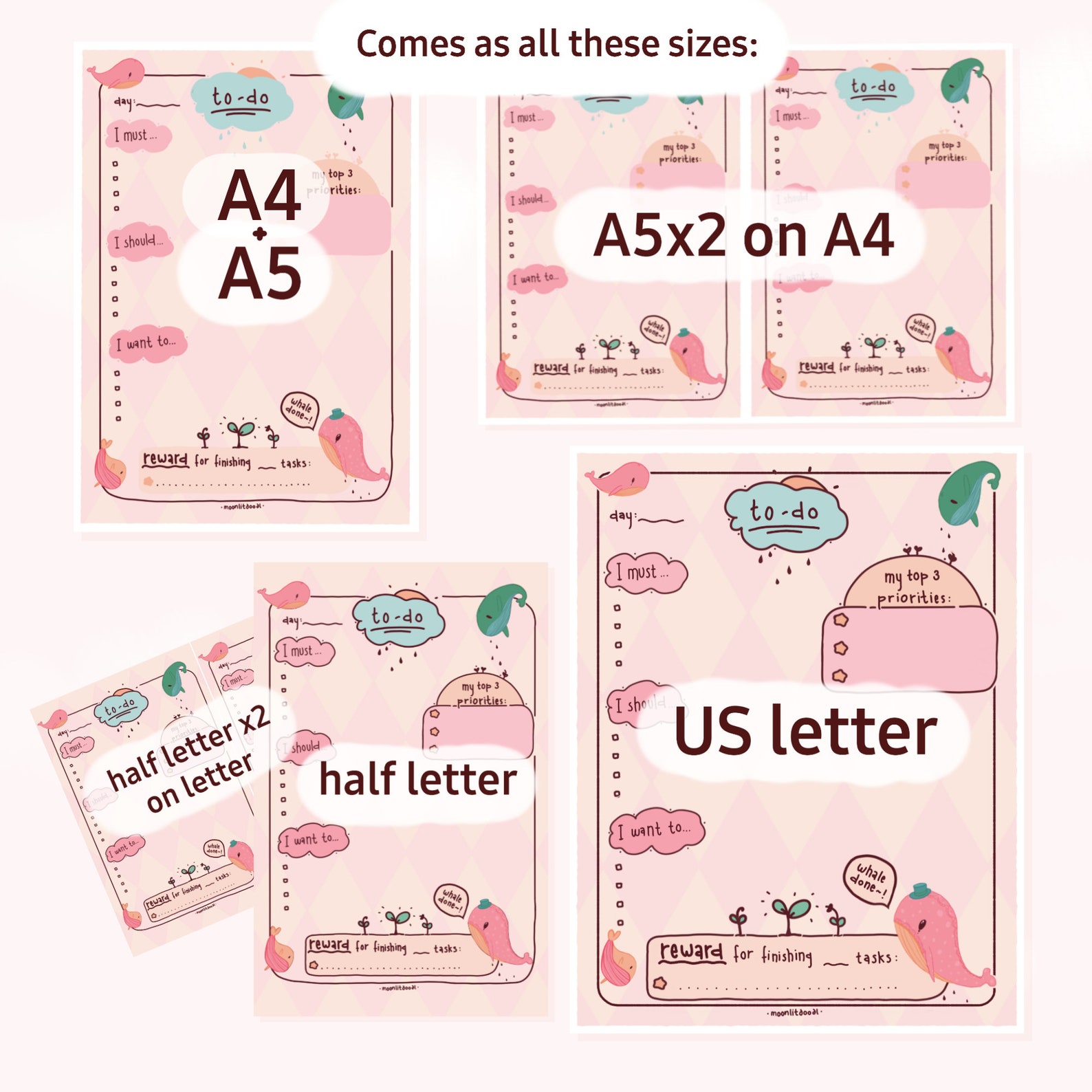 Cute Printable to Do List A4 US Letter A5 Half Letter | Etsy